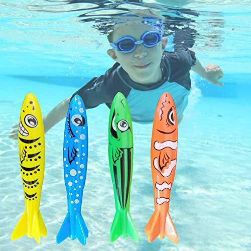 4PCS Throwing Torpedo Toy Torpedo Rocket Kids Underwater Dive Sticks F