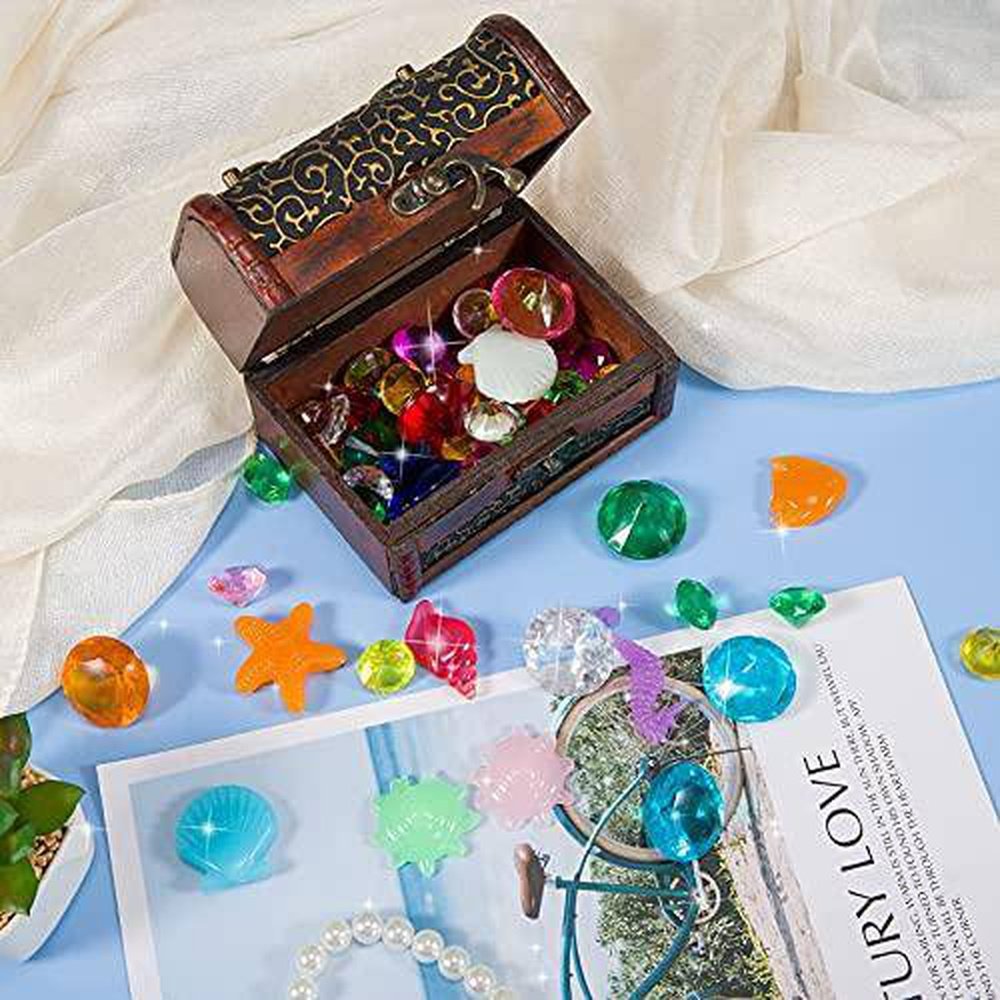 60pcs Diving Gem Pool Toy with Large Treasure Pirate Box- Colorful Sin