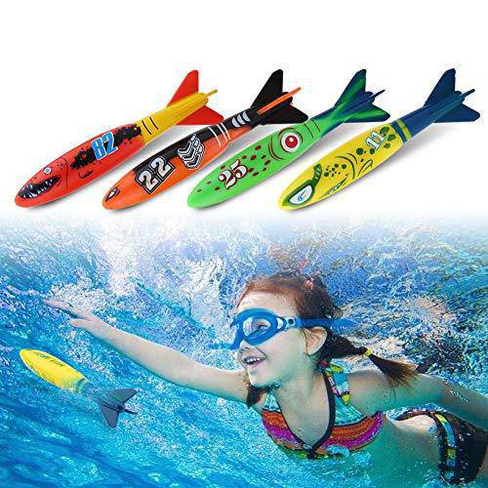 Bicaquu 4pcs Funny Training Swimming Pool Toy, Mine Shape Diving Toys,