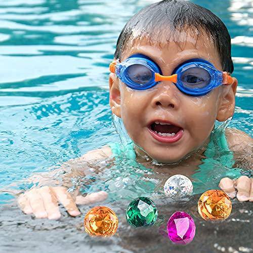 Diving Gem Pool Toy 15 Big Colorful Diamonds Set with Big Treasure Che