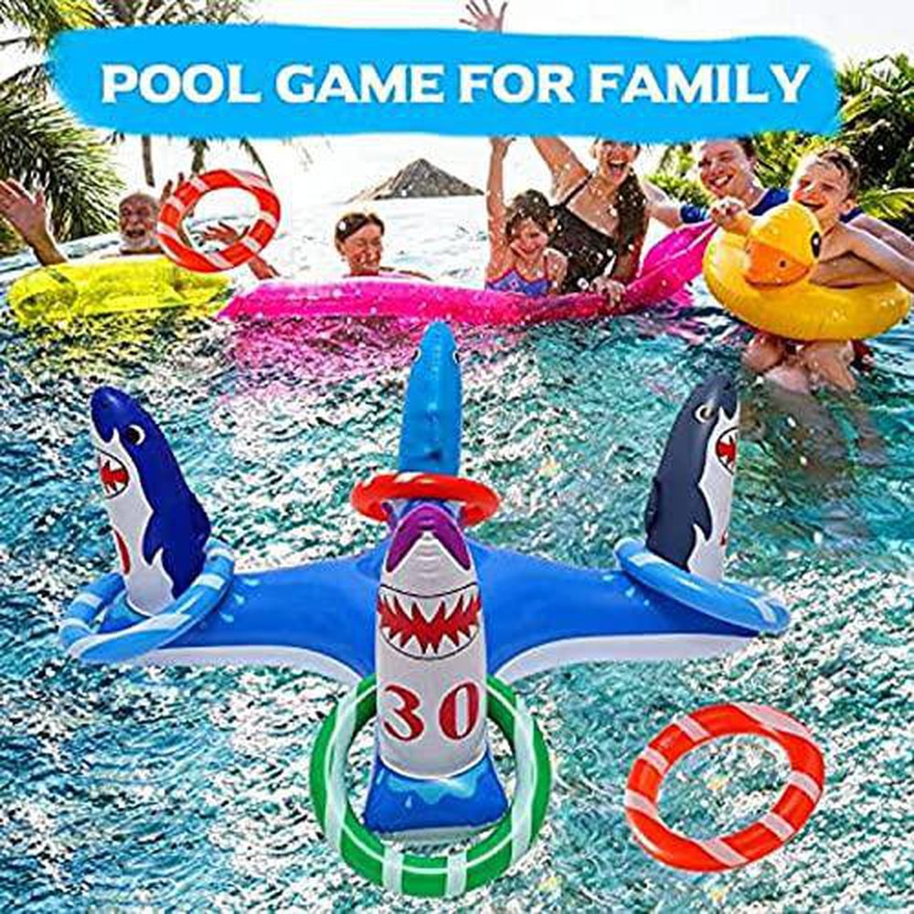 Inflatable Pool Ring Toss Games Toys,Swimming Game Toy for Kid Adult F