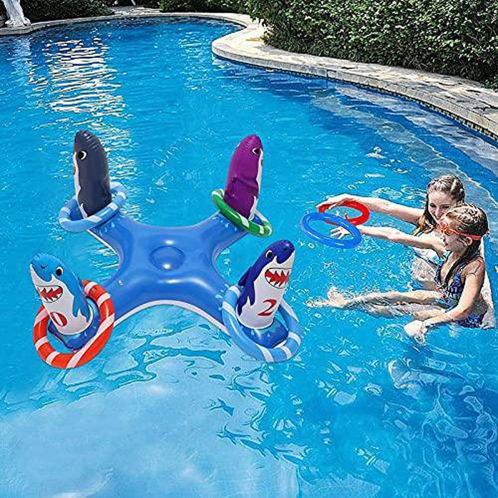 Inflatable Pool Ring Toss Pool Game Toys Floating Swimming Pool Ring w