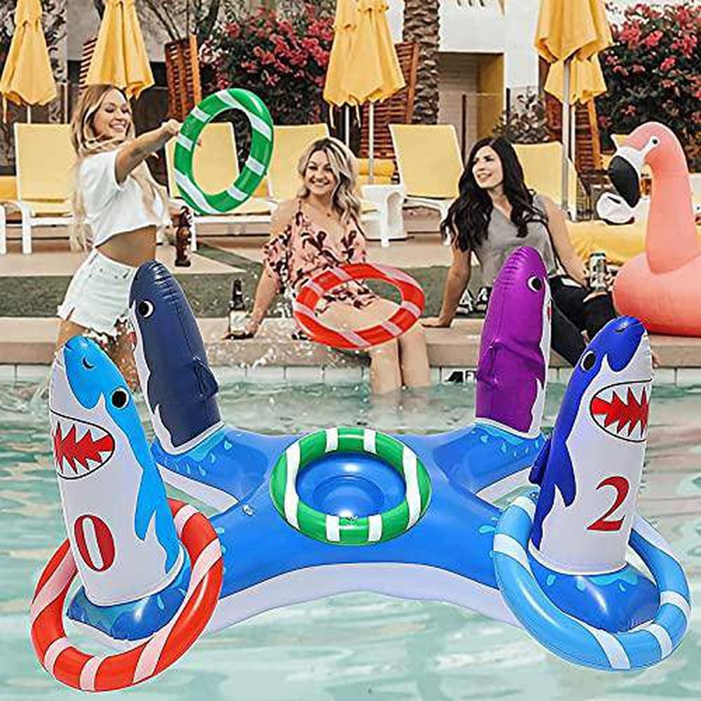 Inflatable Pool Ring Toss Pool Game Toys Floating Swimming Pool Ring w