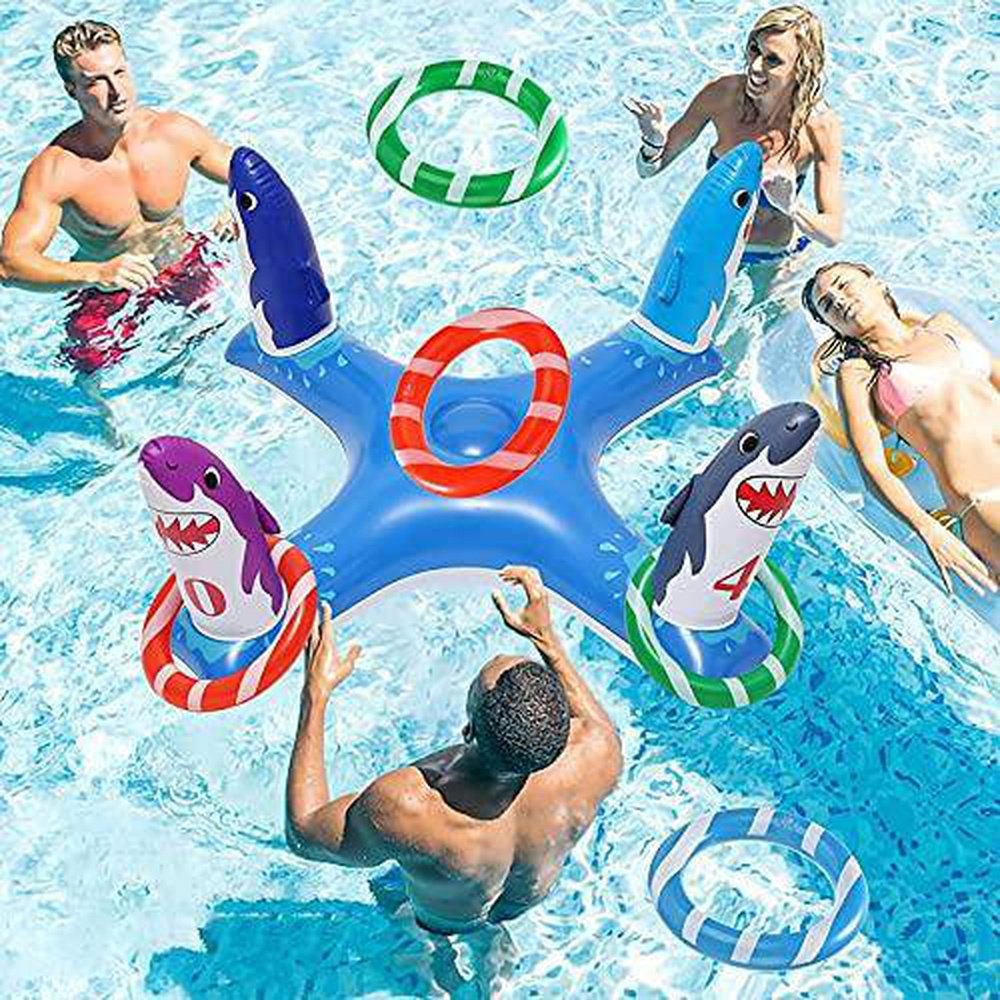 Inflatable Pool Ring Toss Pool Game Toys Floating Swimming Pool Ring w