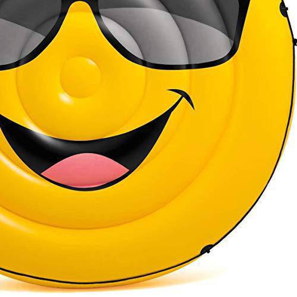 Intex Giant Inflatable Emoji Cool Guy Island Lounger Ride On Pool Floa