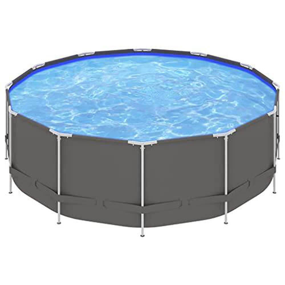 Outdoor Round Steel Frame Above Ground Swimming Pool with Built-in Flo