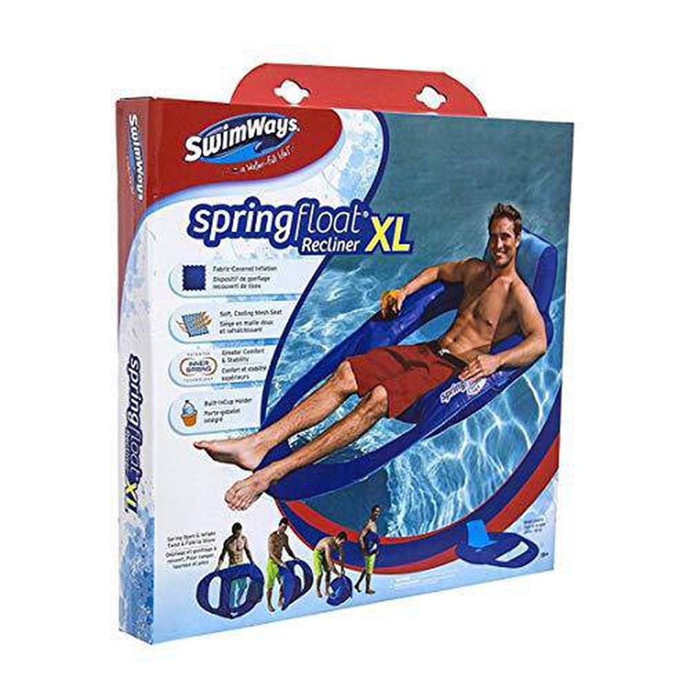 SwimWays Spring Float Recliner XL Floating Swimming Pool Lounger Chair